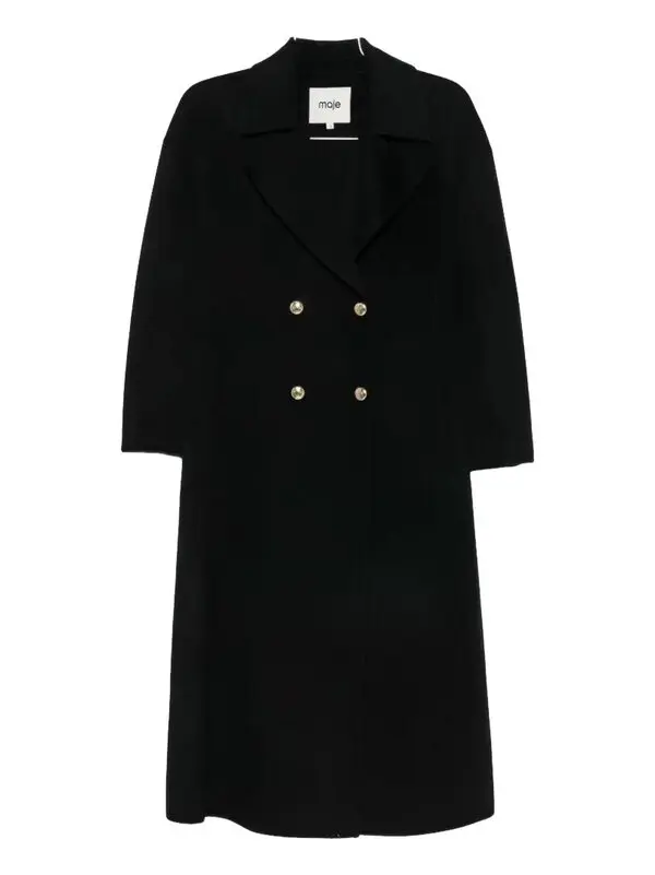 Maje Double-breasted Tailored Coat - Black