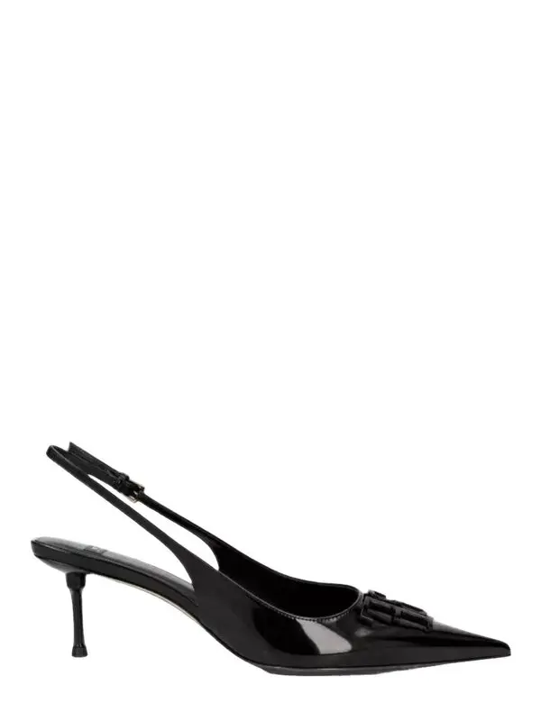 Elisabetta Franchi Patent Leather Slingback Shoes With Sculpted Heel - Black