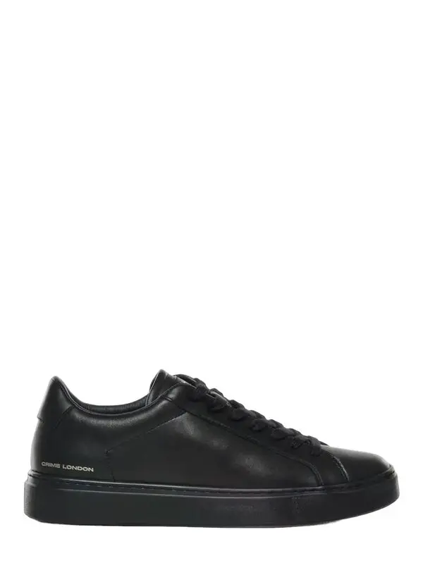CRIME LONDON Superlight Leather Logo Print Sneakers - Black