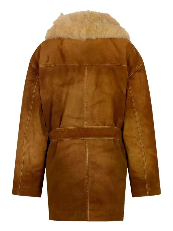 Dsquared2 Carpenter Coat With Shearling Collar - Brown