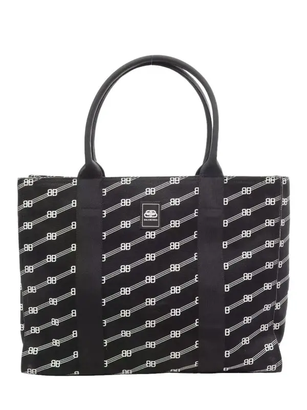 Balenciaga Bb Monogram Tote Bag - Black