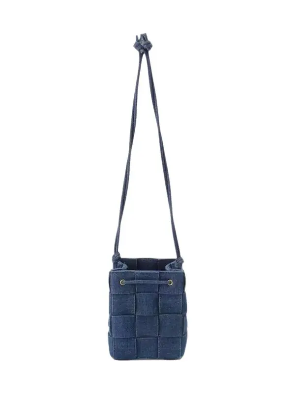 Bottega Veneta Small Denim Maxi Intrecciato Cassette Bucket Bag - Blue