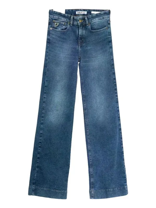 LOIS Lorna Logo-patch Wide-leg Jeans - Blue