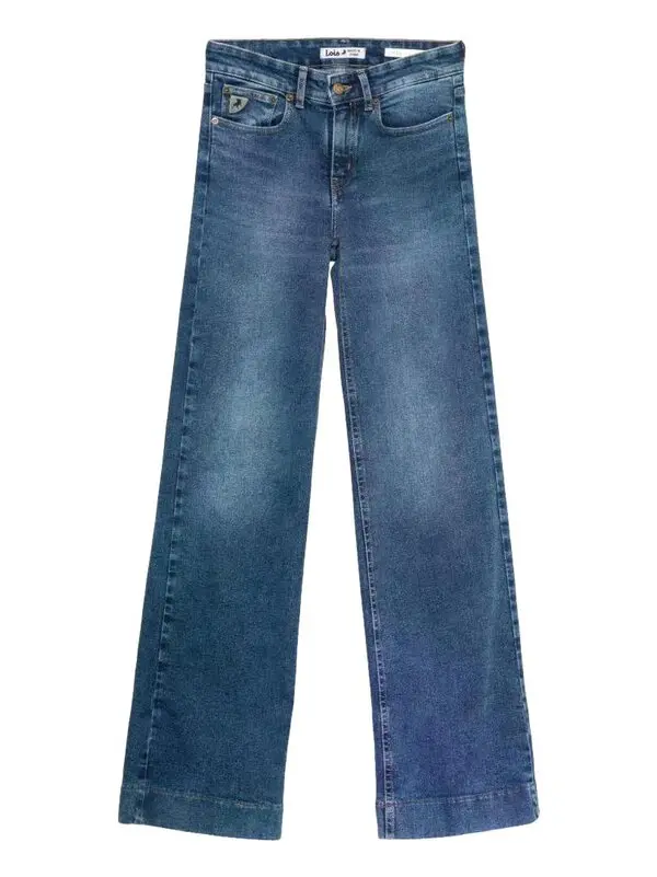 LOIS Lorna Logo-patch Wide-leg Jeans - Blue