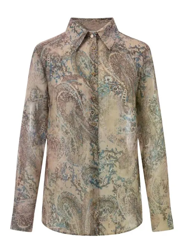 Liu Jo Paisley Print Sheer Shirt - Neutrals