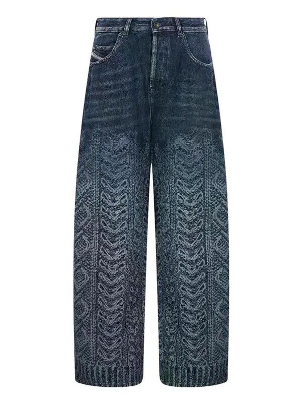 DIESEL® Cable-print Wide-leg Jeans - Blue