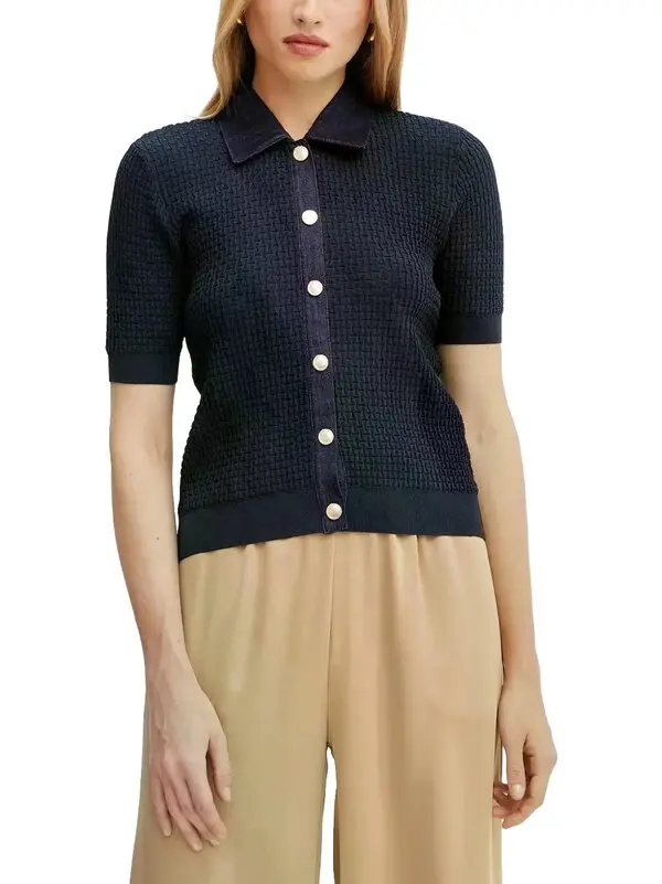 MORGAN Short Sleeve Cardigan - Blue
