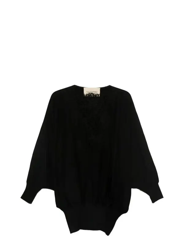 Valentino Garavani Lace-panelled Drop-shoulder Sweatshirt - Black