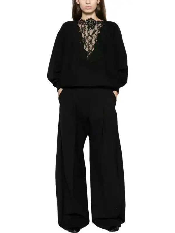 Valentino Garavani Lace-panelled Drop-shoulder Sweatshirt - Multicolor