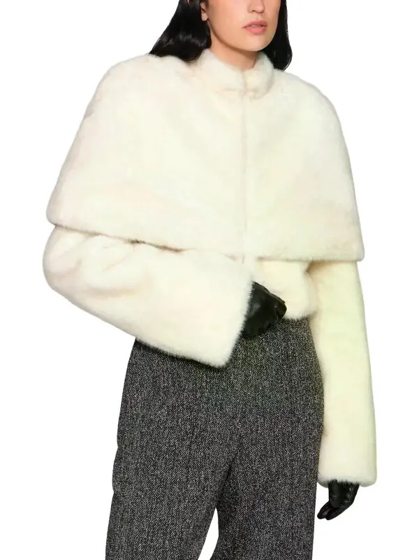 ET OCHS Vlad Cape-overlay Faux-fur Jacket - Neutrals