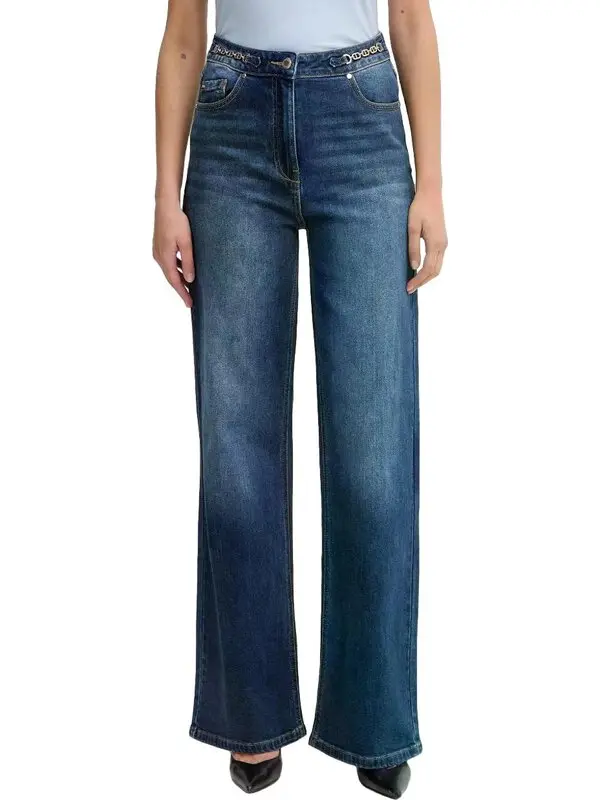 MORGAN Chain-link Detail Wide-leg Jeans - Blue