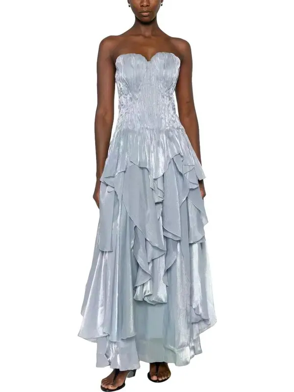 Aje Gleam Ruffled Gown - Blue