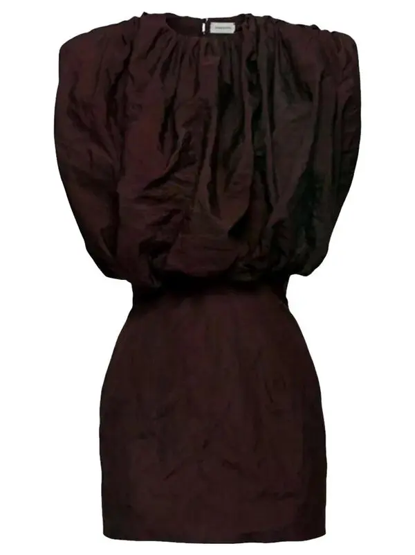 Magda Butrym Gathered Voluminous Mini Dress - Brown