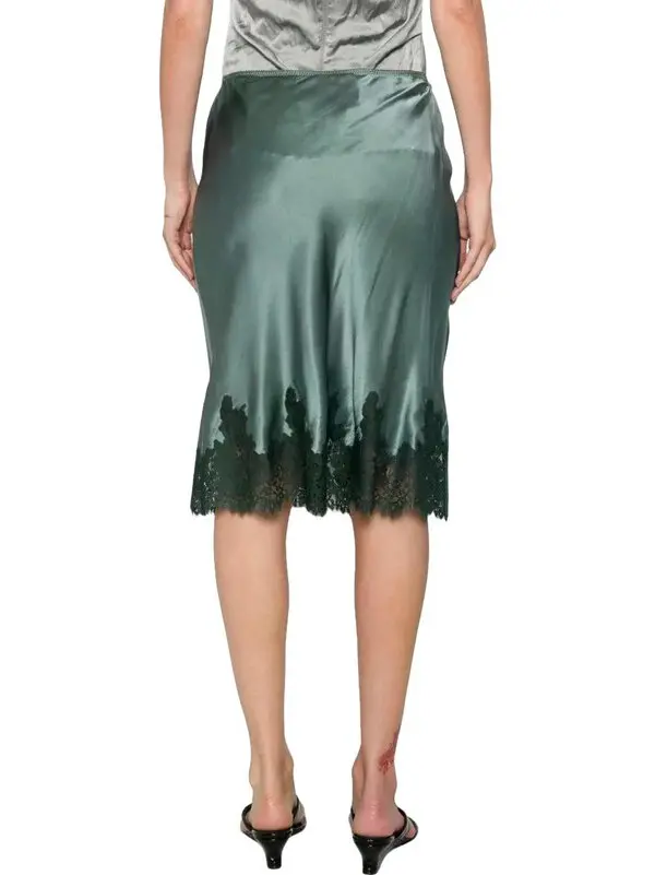 DÔEN Yellowette Lace-trim Midi Skirt - Green