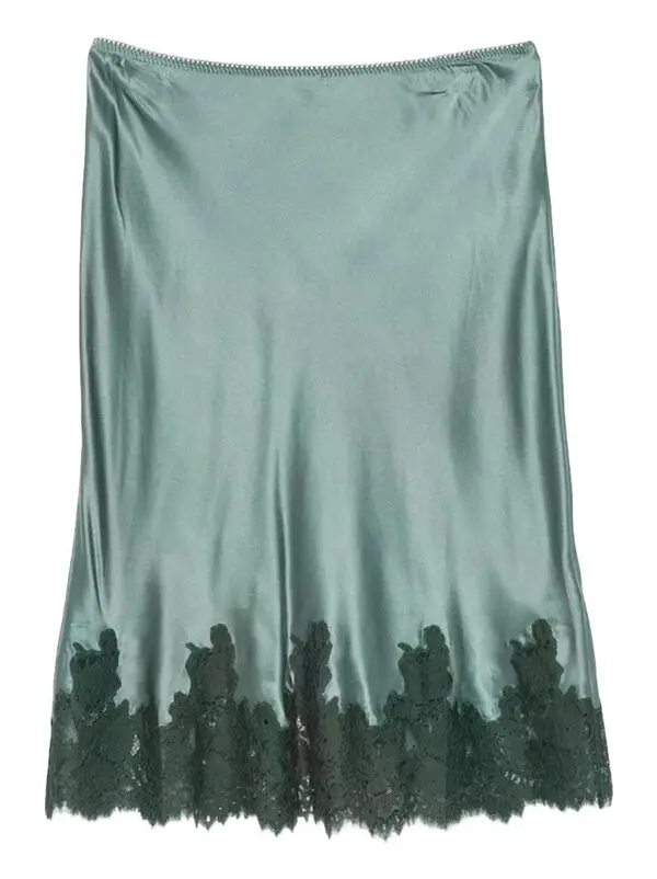 DÔEN Yellowette Lace-trim Midi Skirt - Green