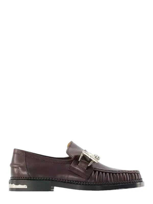 Toga Chain-embellished Ruched Loafers - Brown