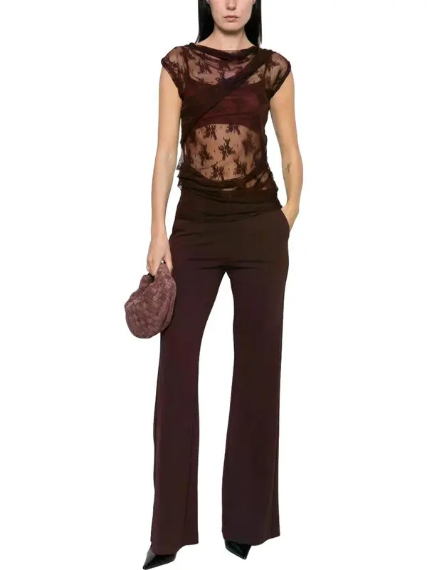 Imperial Draped Lace Top - Red