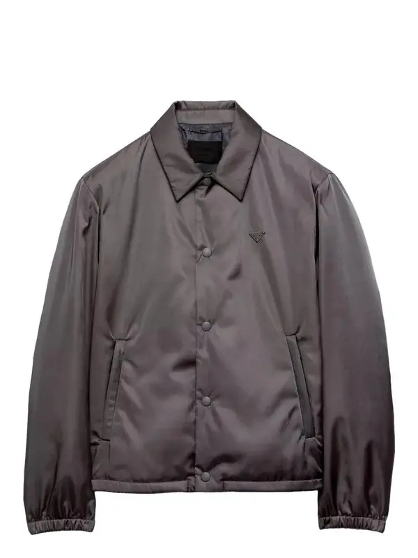 Prada Re-nylon Shirt Jacket With Enamelled Triangle Logo - Grey