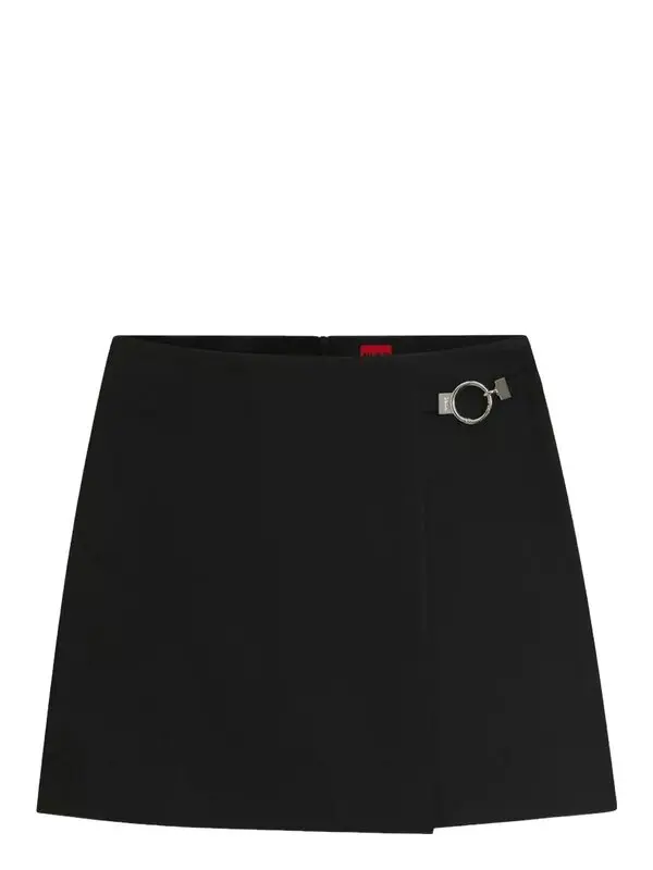 Hugo Wrap Mini Skirt With Metal Carabiner - Black