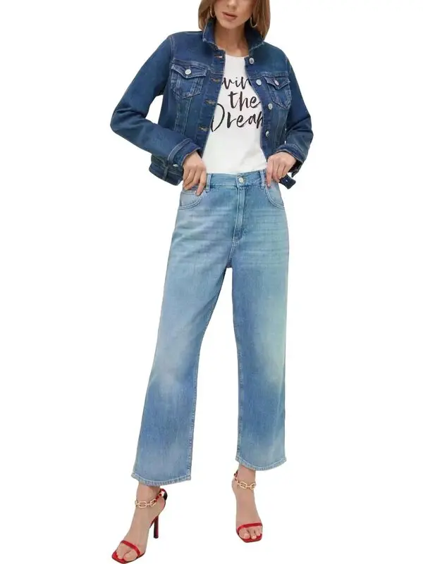 MORGAN Button-fastening Denim Jacket - Blue