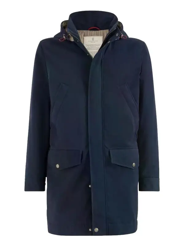 Brunello Cucinelli Water-resistant Microfiber Parka With Detachable Hood - Blue
