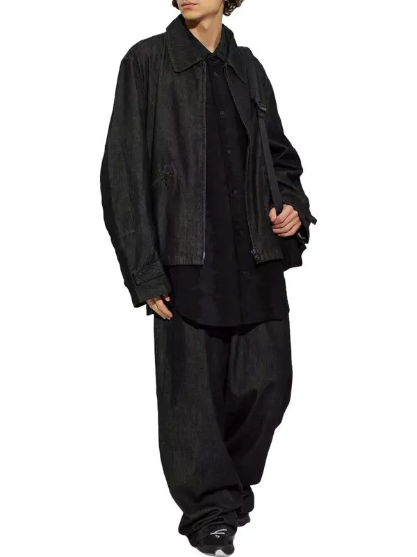 Y3 Deco Stitch Distressed-effect Patch-pocket Shirt - Black