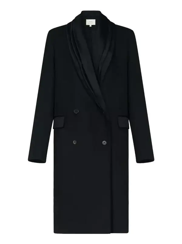 Loulou De Saison Ieva Draped Shawl Collar Coat - Black