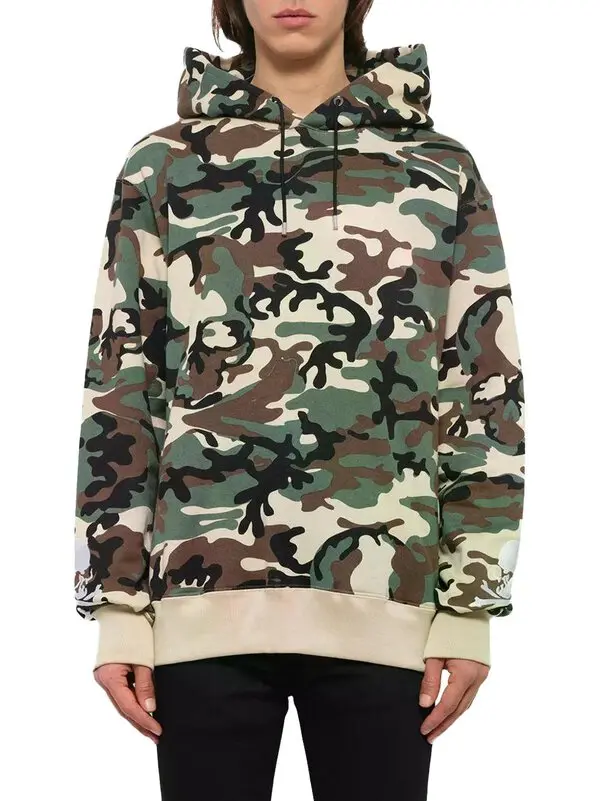 MASTERMIND WORLD Camouflage Print Logo Embroidered Hoodie - Green