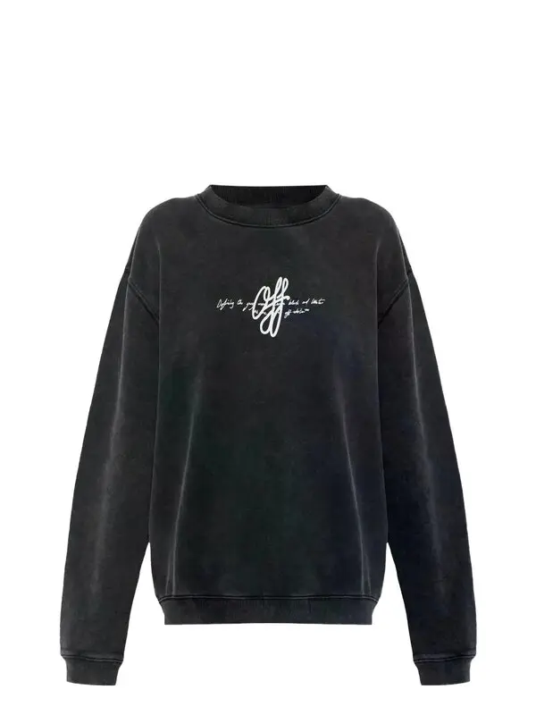 Off-White Cotton Logo Print Sweatshirt - Black