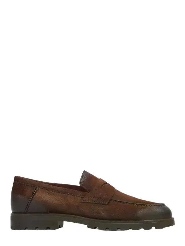Santoni Suede Penny Loafers - Brown