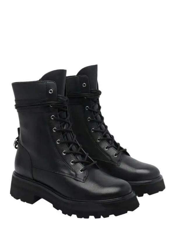 Michael Kors Caleb Leather Combat Boots - Black