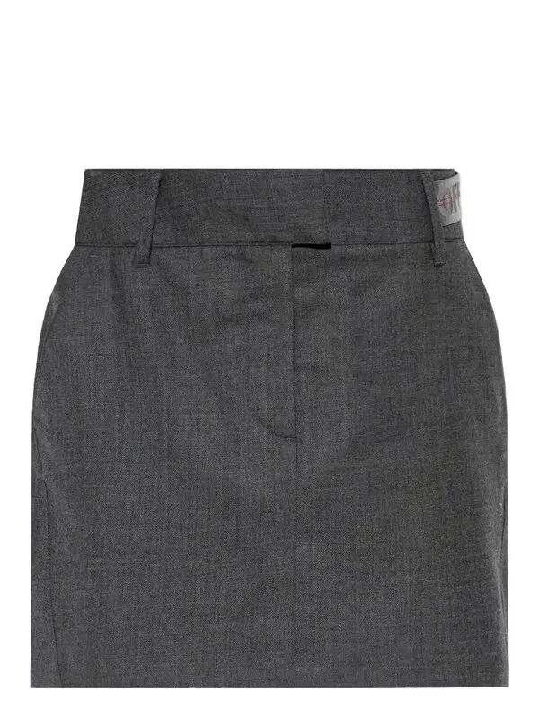 Off-White Pleated Mini Skirt With Industrial Logo Detail - Grey