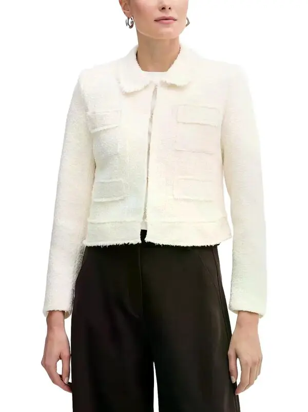 MORGAN Ivory Bouclé Texture Frayed-edge Jacket - Neutrals