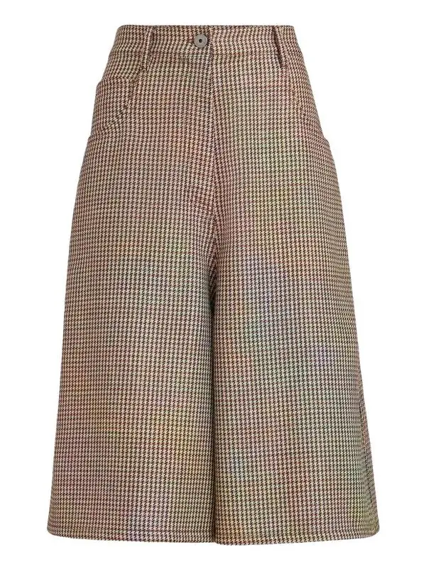 Brunello Cucinelli Monili Houndstooth Wool Shorts - Brown