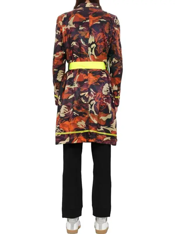 Alexander McQueen Camouflage Print Belted Coat - Orange