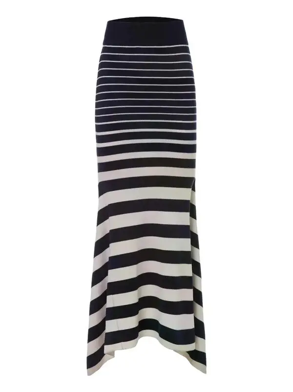 Monse Striped Asymmetric Hem Maxi Skirt - Blue