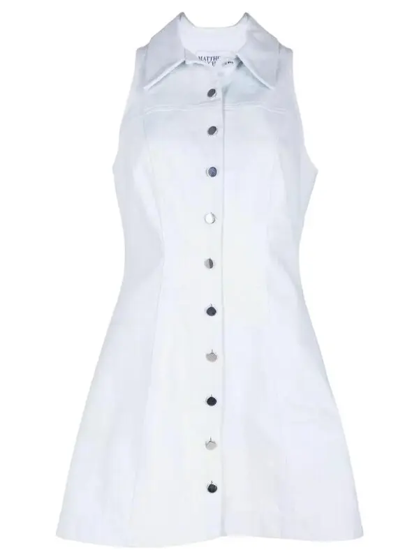 Matthew Bruch Sleeveless Button-up Mini Dress - Blue
