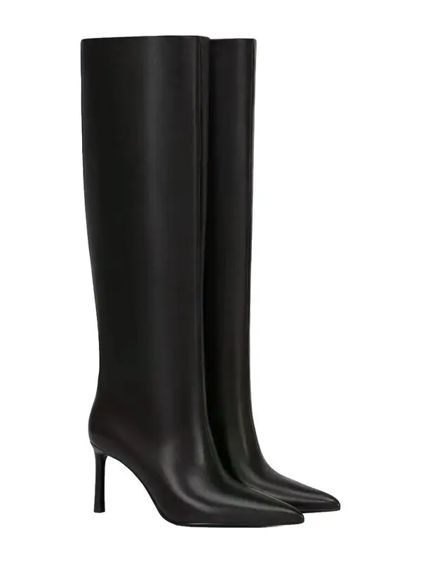 POTAMY Point-toe Leather Knee-high Boots - Brown