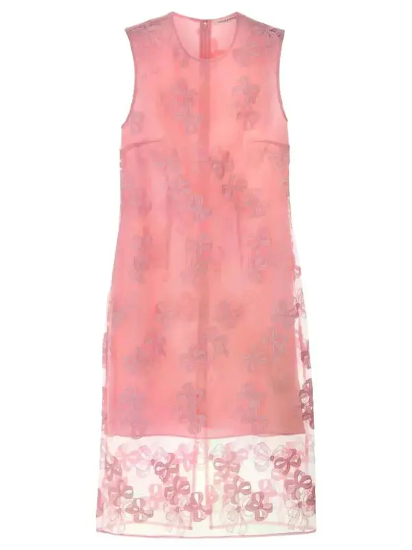Cecilie Bahnsen Devin Bow-embroidered Midi Dress - Pink