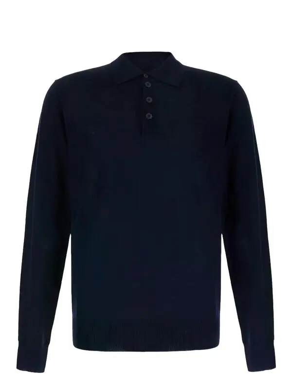 Emporio Armani Logo-embroidered Polo Sweater - Blue