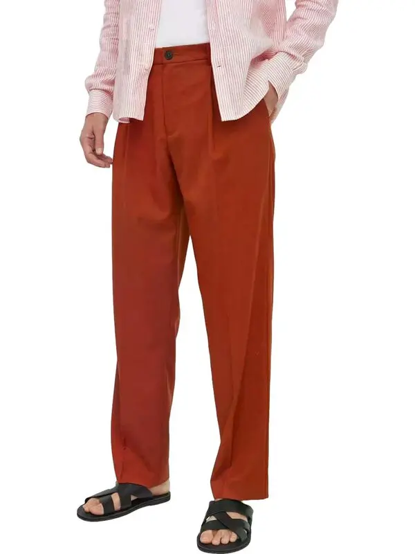 BENETTON Pleated Straight-leg Trousers - Orange