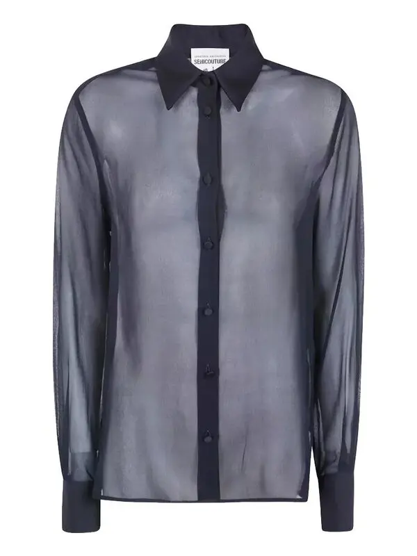 SEMICOUTURE Sheer Button-up Shirt - Black