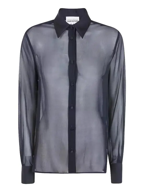 SEMICOUTURE Sheer Button-up Shirt - Black