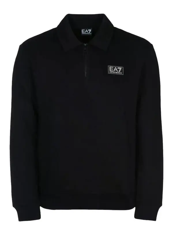 EA7 Logo-patch Half-zip Sweater - Black