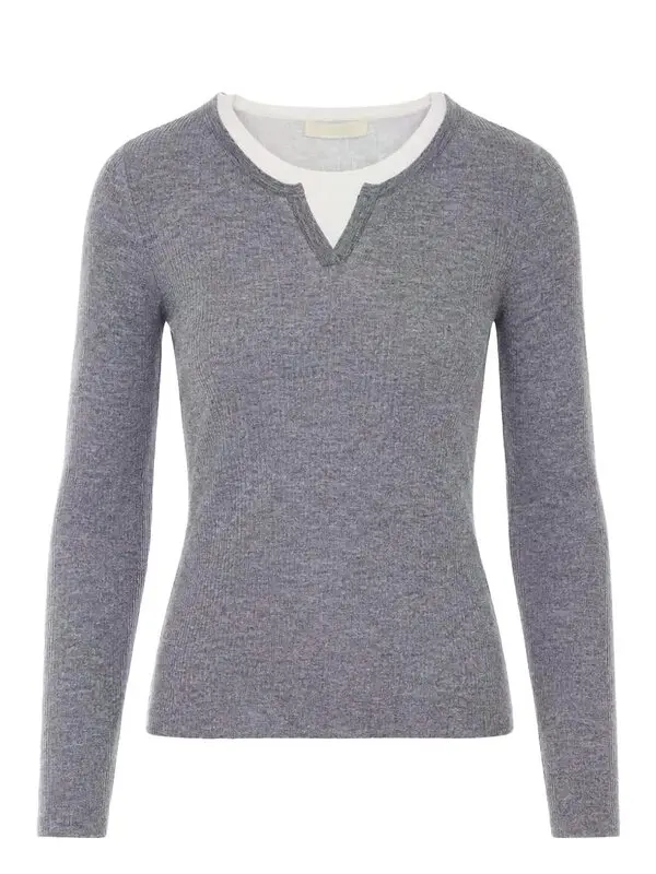 ELEH Sequin-embellished Layered-effect T-shirt - Grey
