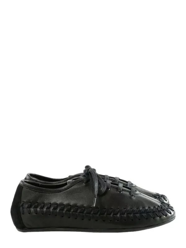 Hereu Leather Sneakers With Whipstitch Trim - Black