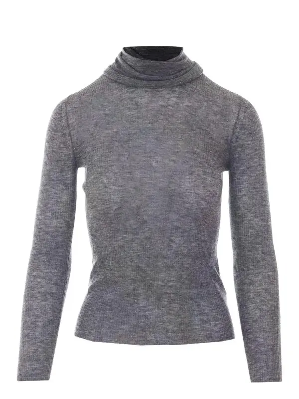 ELEH Sequin Embellished Roll Neck T-shirt - Grey
