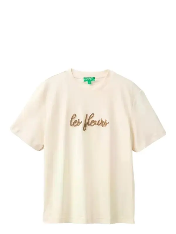 BENETTON Embroidered Logo T-shirt - Neutrals