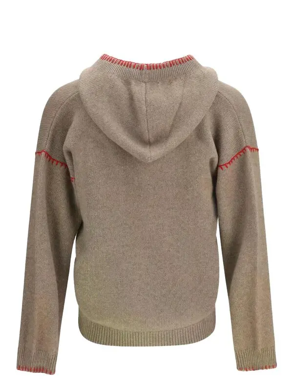 BAZISZT Basziszt Contrast Stitch Hooded Sweater - Neutrals