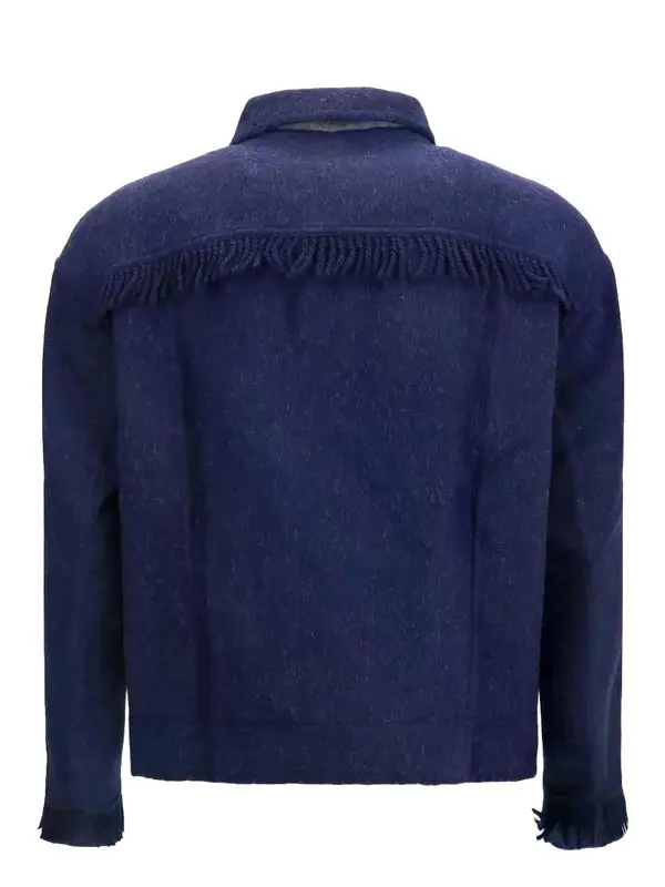 BAZISZT Bazziszt Vedu Fringe-trimmed Reversible Jacket - Grey